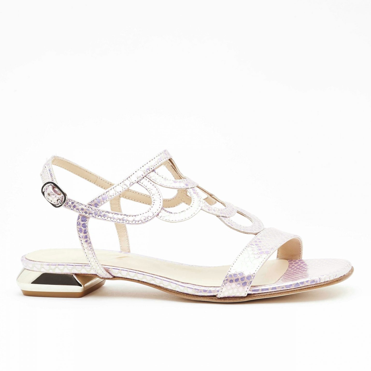 Handmade Italian – Sandals Basso Rose Color, Low Block Heel, Buckle ...