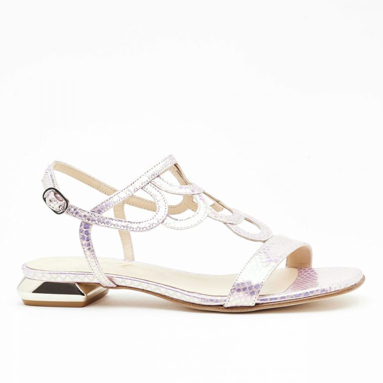 Handmade Italian – Sandals Basso Rose Color, Low Block Heel, Buckle ...